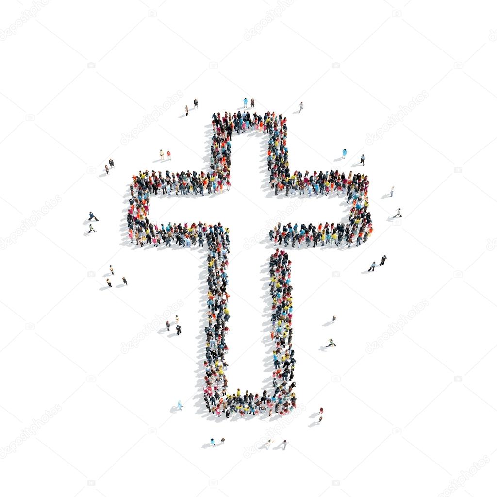 personas en forma de una cruz católica, religión — Foto de stock ...