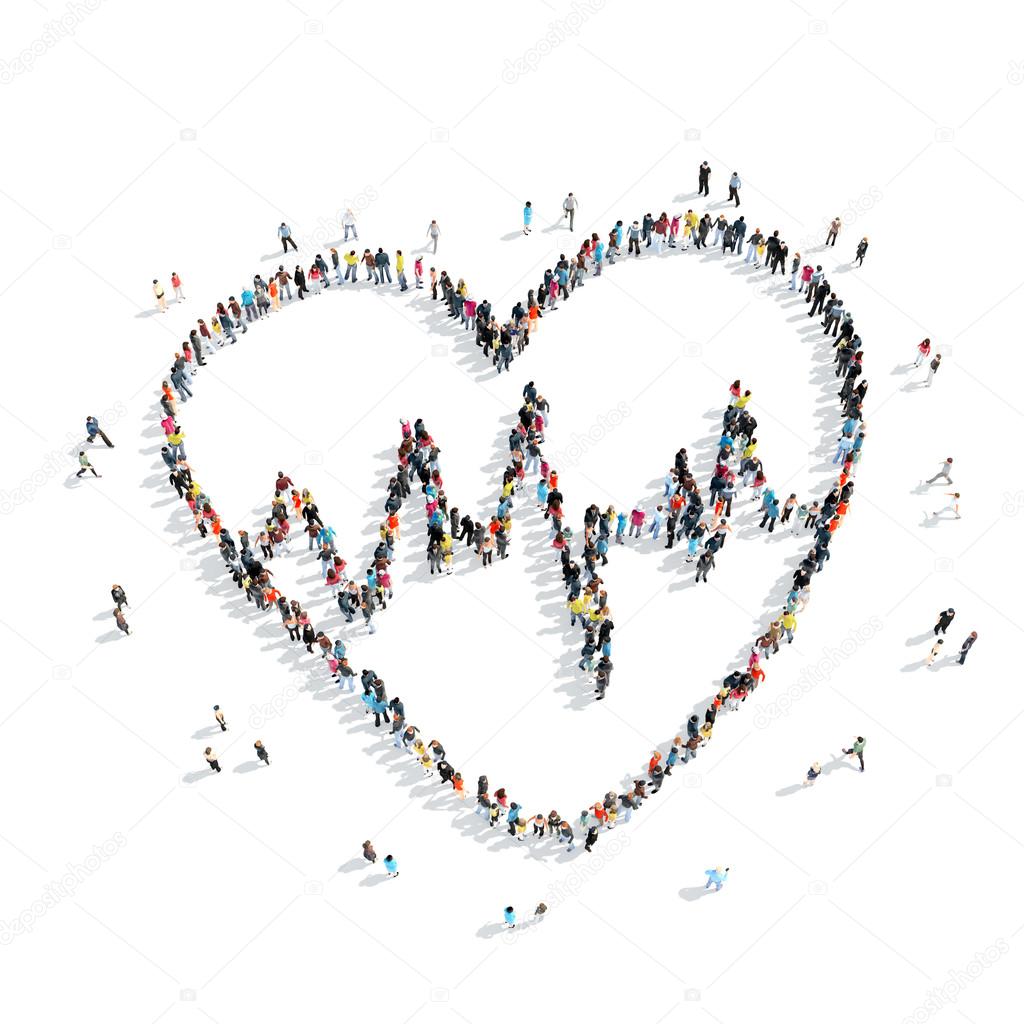 Group people form heart cardio, — Stock Photo © tai11 #86057530