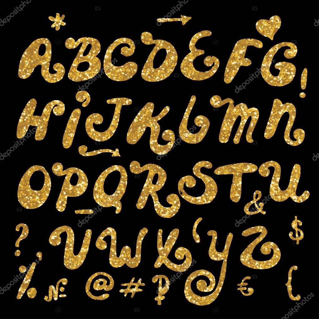 Golden letras de fuente Vector de stock por ©Olga_C 96388218