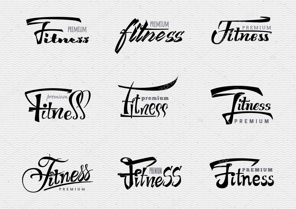 Fitness Premium - badges, lettering, calligraphy is written with the ...