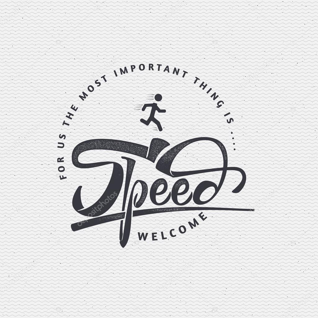 Speed - badges, lettering, calligraphy is written with the help Stock ...