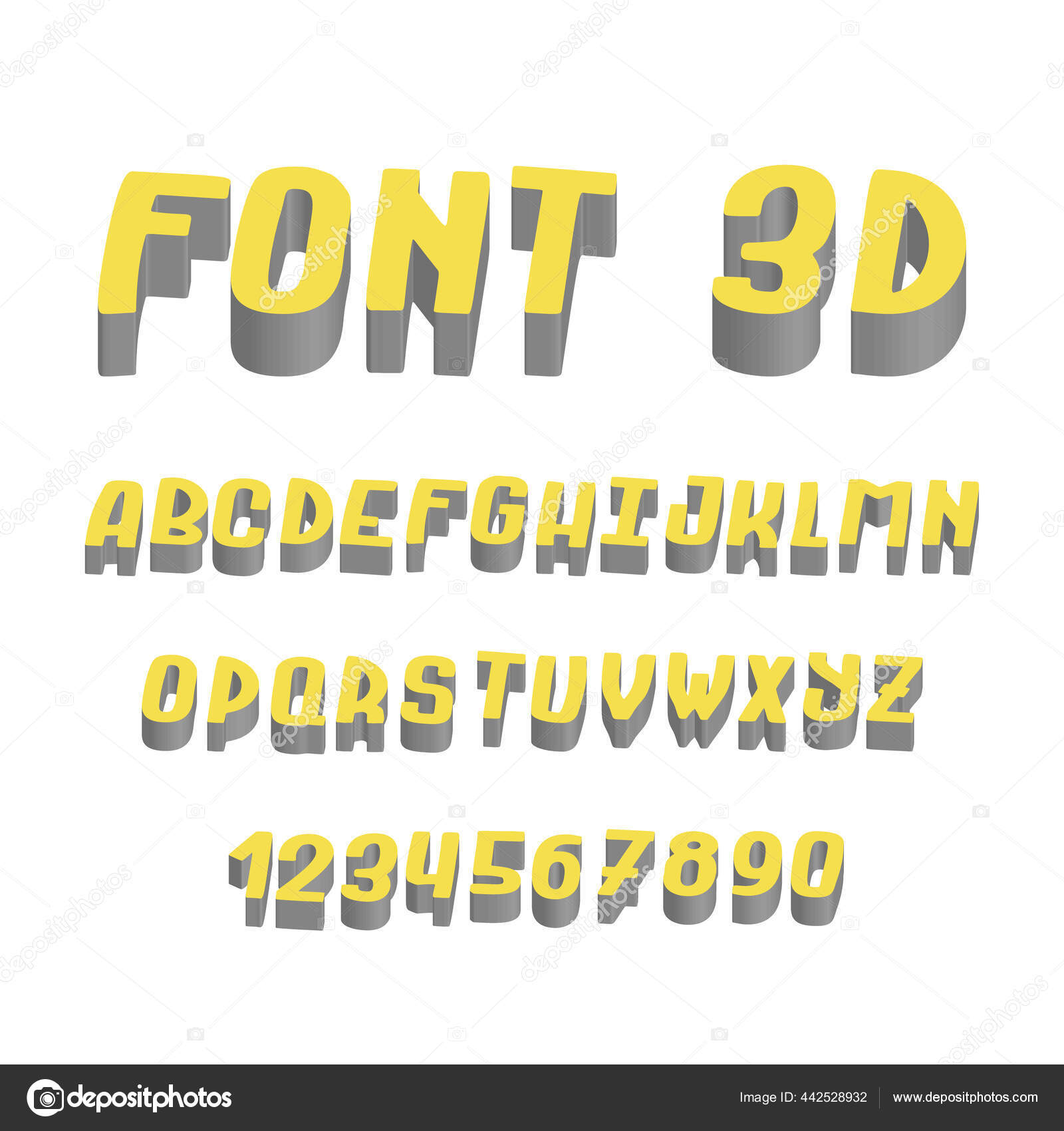 Vector stylized font 3d and alphabet Stock Vector by ©zao4nik 442528932