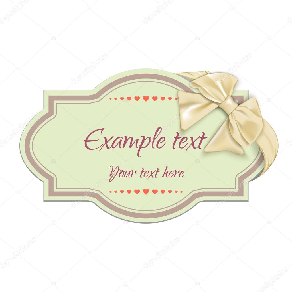 Vintage label with bow — Stock Vector © zao4nik #61103711