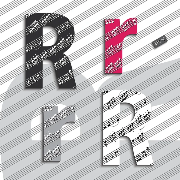 Alphabet - ABC - Letters - D - music - notes - 3d — Stock Vector ...