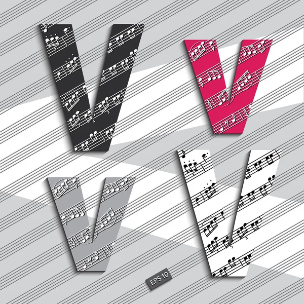 Alphabet - ABC - Letters - W - music - notes - 3d Stock Vector Image by ...