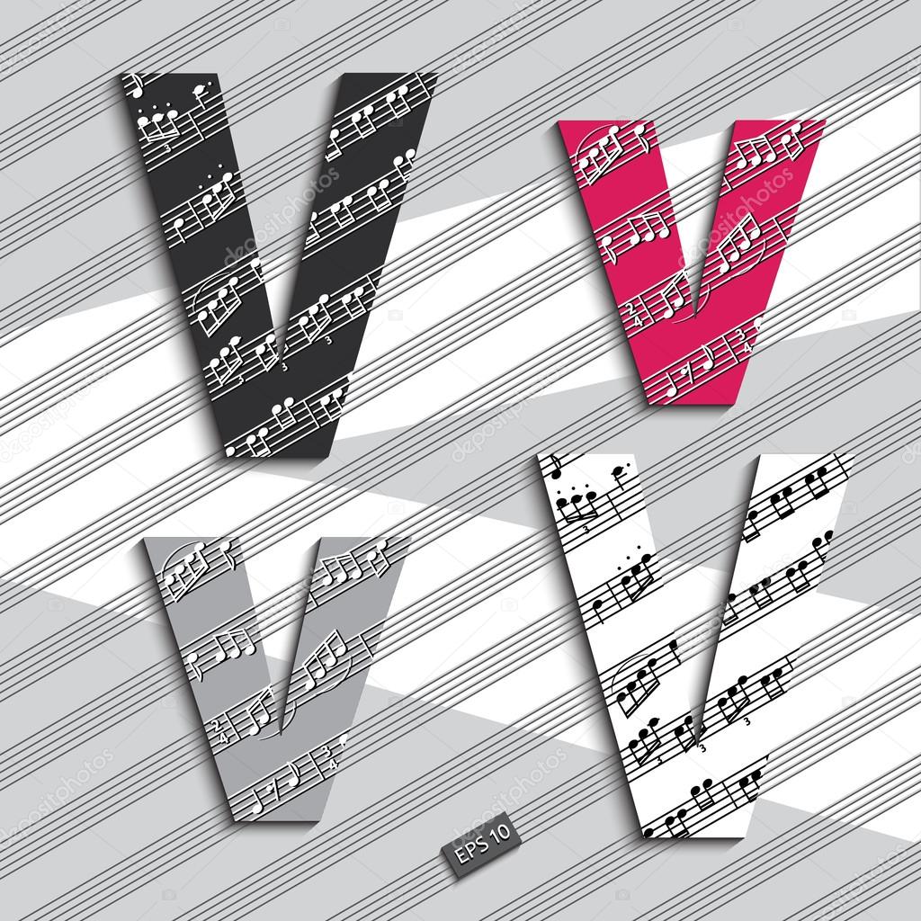 Alphabet - ABC - Letters - V - music - notes - 3d Stock Vector Image by ...