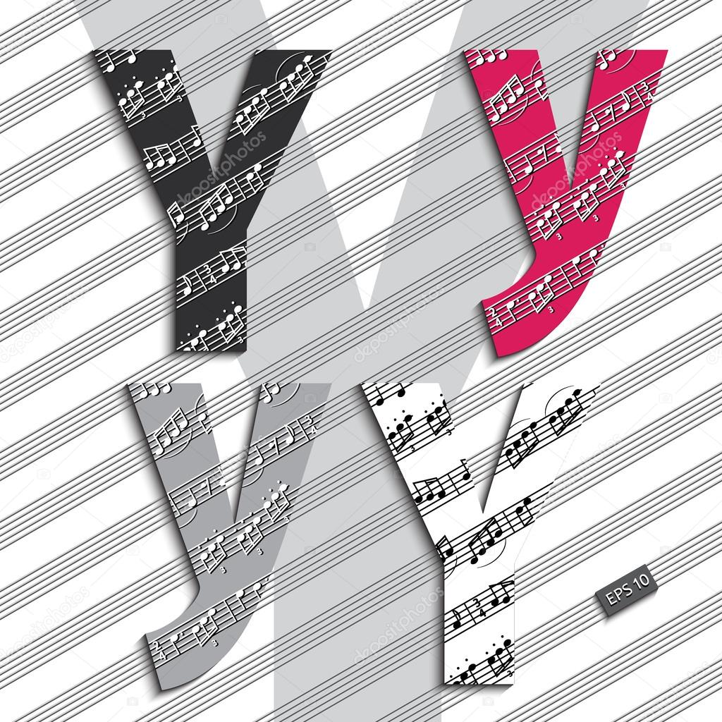 Alphabet - ABC - Letters - Y - music - notes - 3d Stock Vector Image by ...