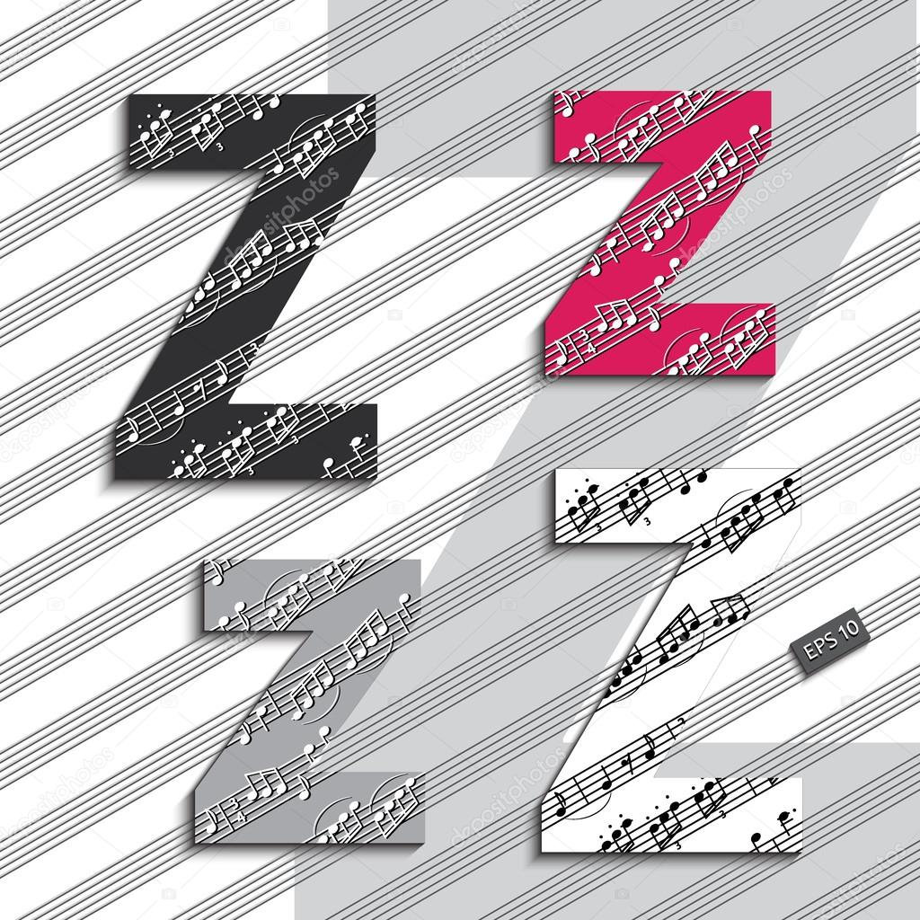 Alfabeto - ABC - Letras - Z - música - notas - 3d 2024