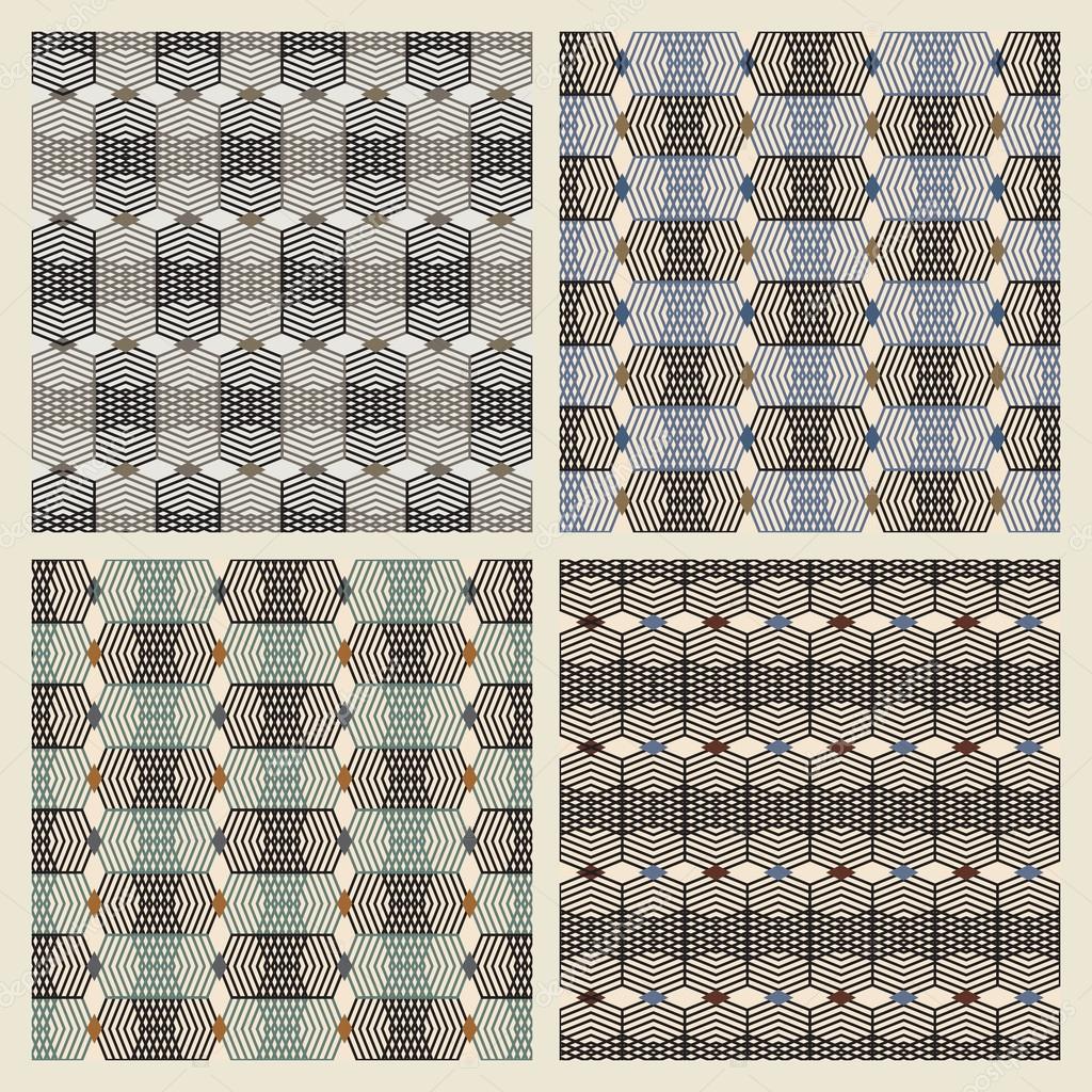 Conjunto de cuatro texturas geométricas sin costuras con un patrón de ...