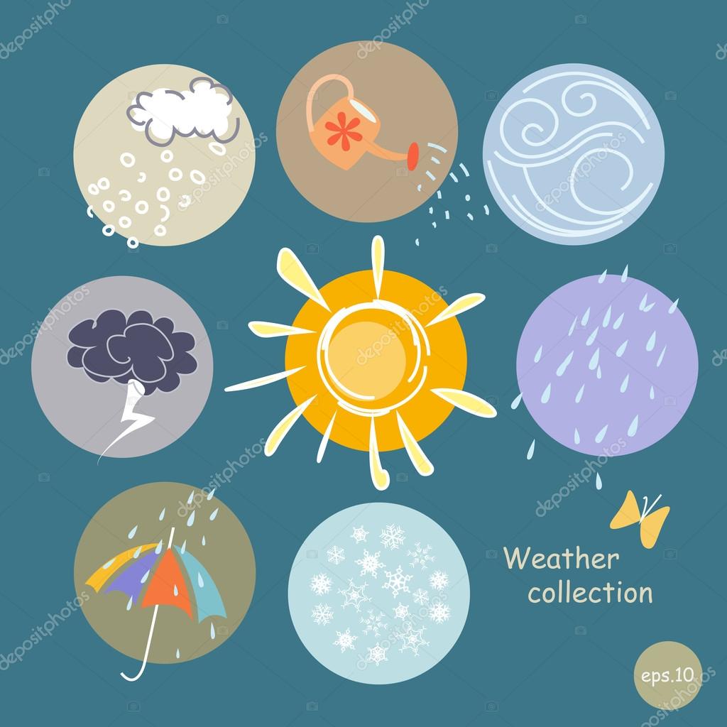 Clima, nubes, el sol, lluvia, nieve, tormenta, granizo, viento ...