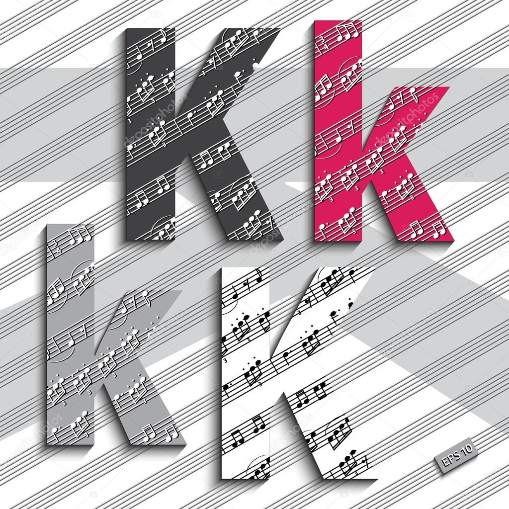 Alphabet - ABC - Letters - K - music - notes - 3d Stock Vector by ...