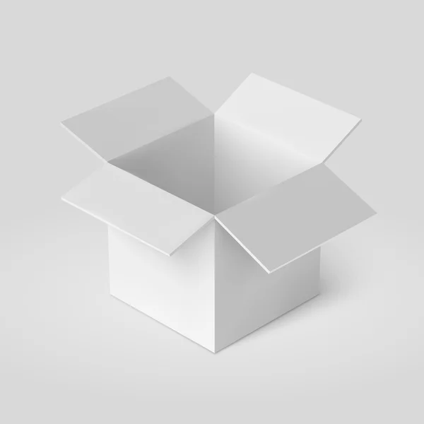 3d open white box. Realistic package cardboard box. Vector illustration ...