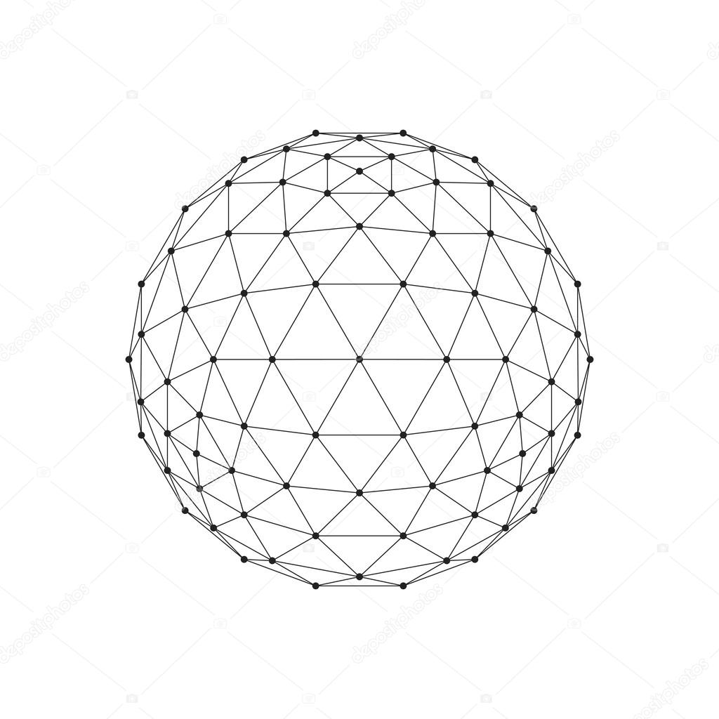 3D octahedron wireframe mesh sphere. Network line, HUD design sphere. Vector Illustration EPS10 ...