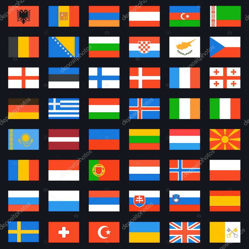 Flaggor i Europa, komplett uppsättning — Stock Vektor © Jizo #75727437
