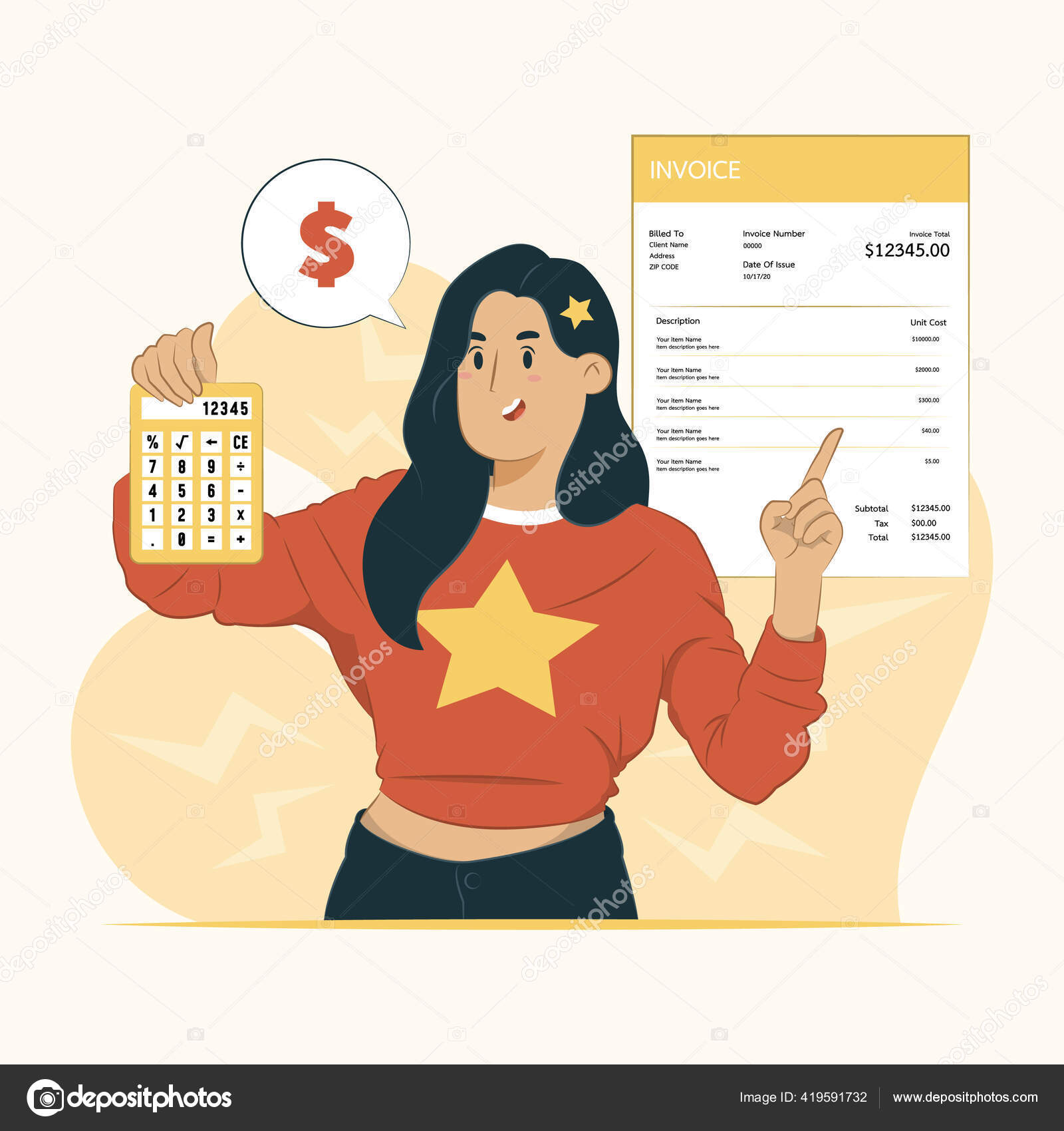 Invoice Concept Illustration Banner Poster Website Etc Stock ...