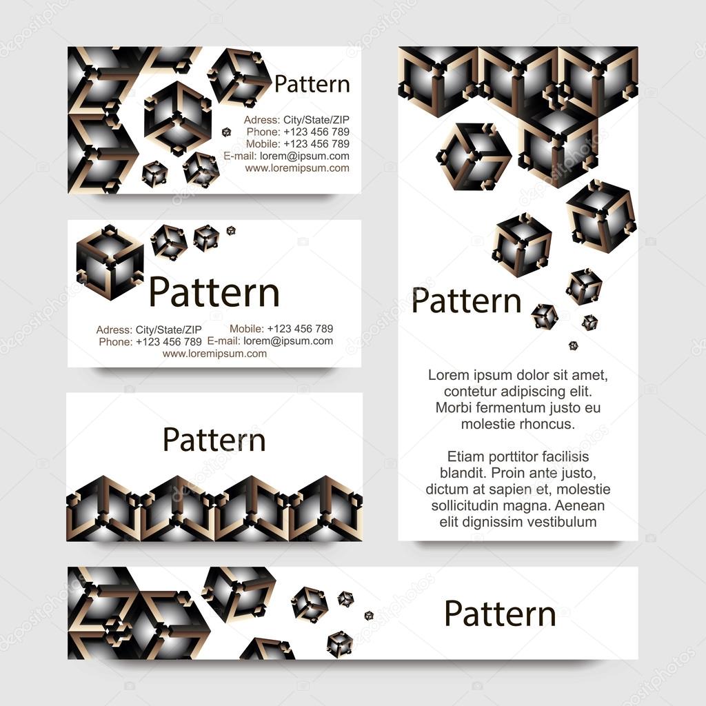 3d Business cards pattern with geometrical figures. RGB Stock Vector by ...