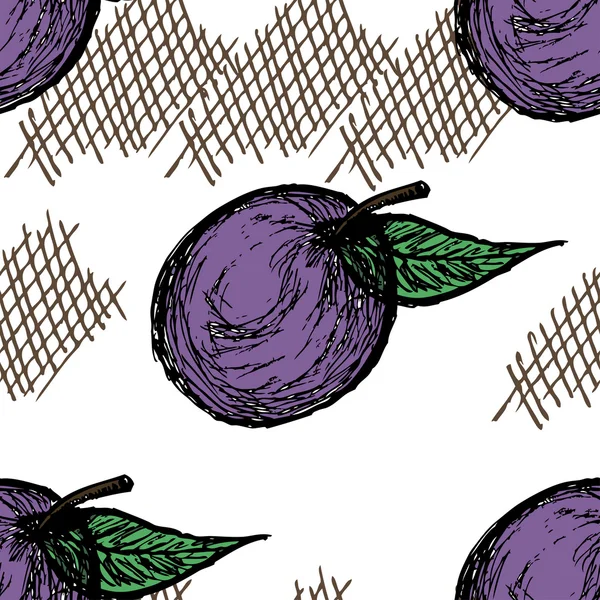 Plums graphic color seamless pattern sketch illustration vector — Stock ...
