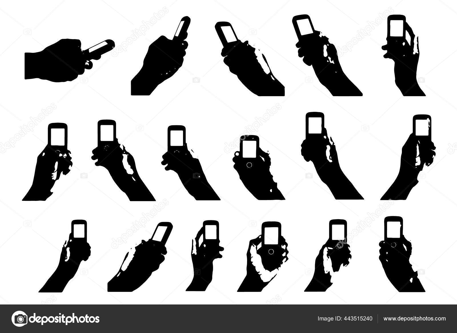 Hand Smartphone Silhouette Clip Art Icon Collection White Background ...