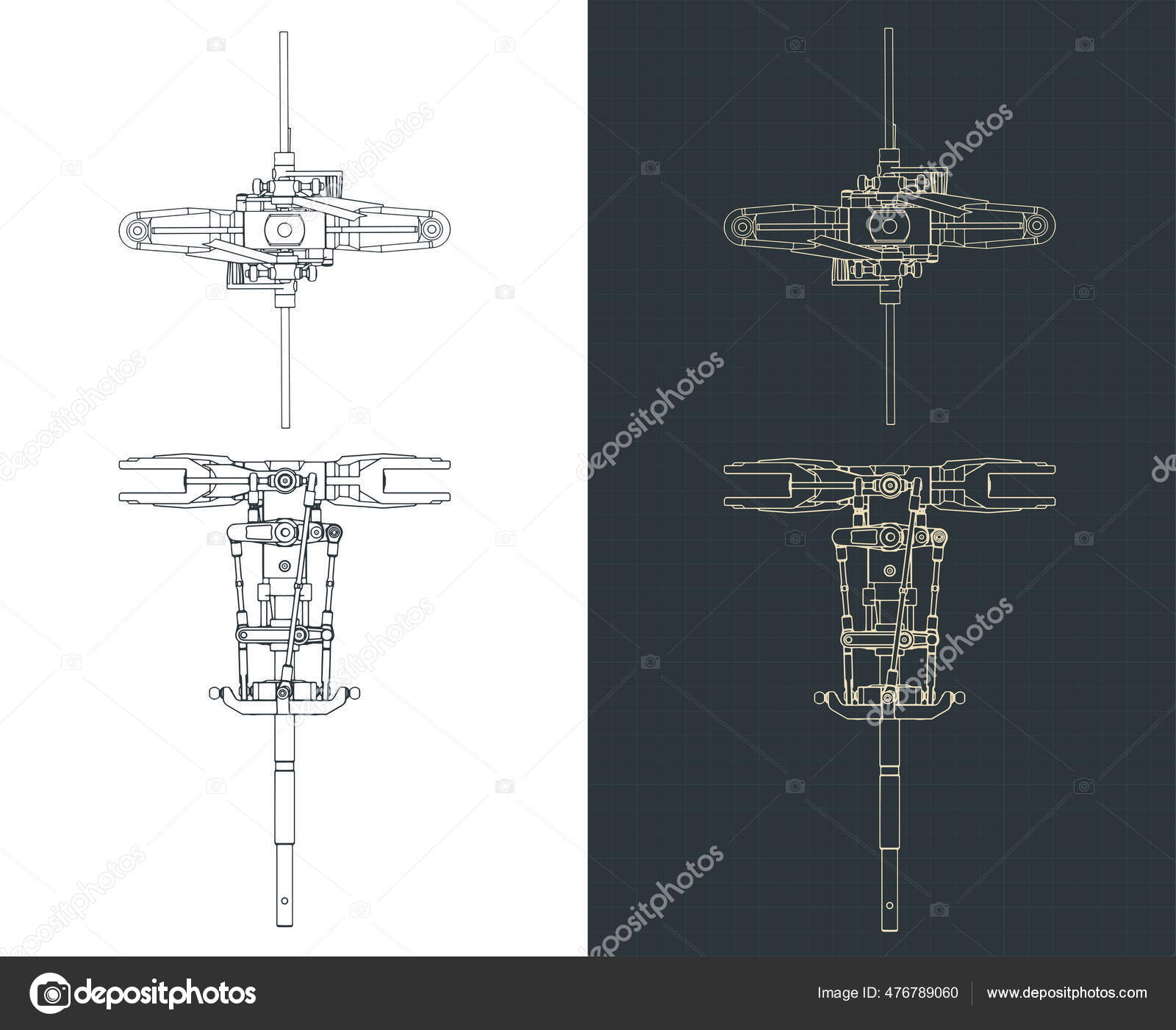 Stylized Vector Illustration Isometric Drawings Helicopter Main Rotor ...