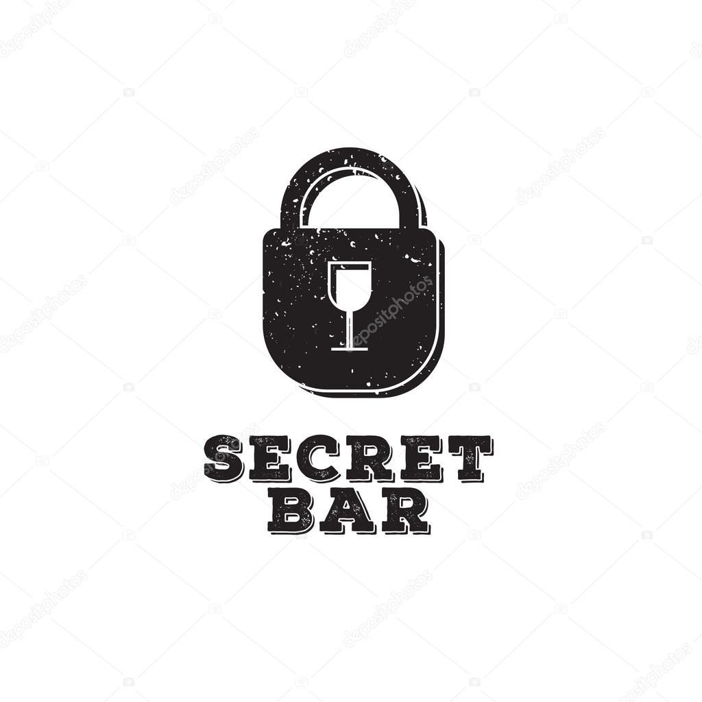 Vector minimalistic secret bar logo with little glass as a keyhole ...