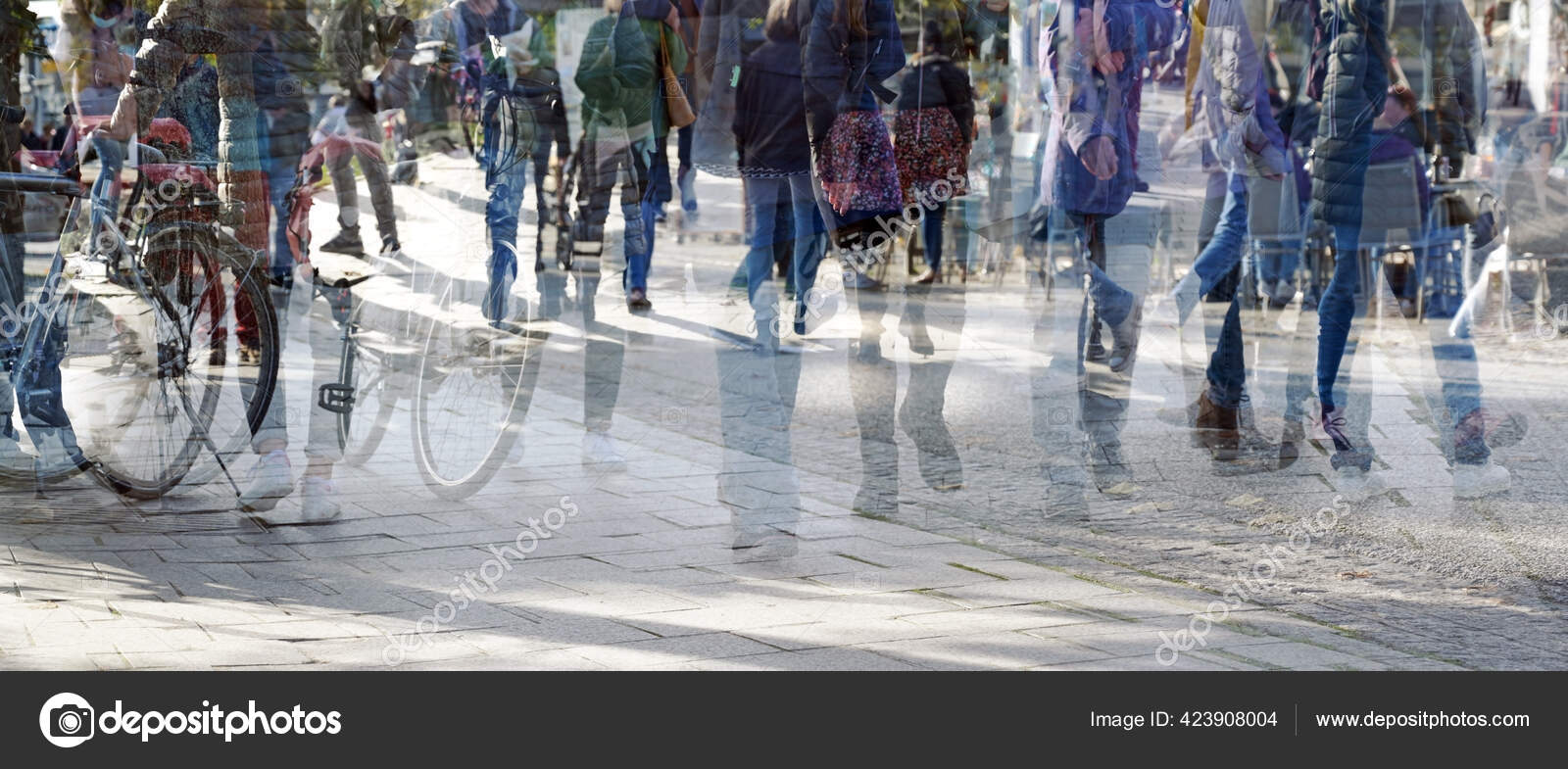 Abstract Crowd People Walking Social Distance Shopping Street City ...