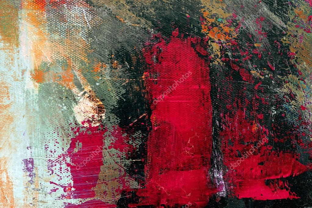 Three figures, abstract original painting on canvas in red and b Stock ...