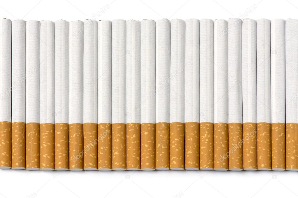 Row of filter cigarettes isolated on white background Stock Photo by ...