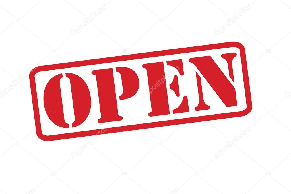 OPEN Red Rubber Stamp vector over a white background. Stock Vector ...