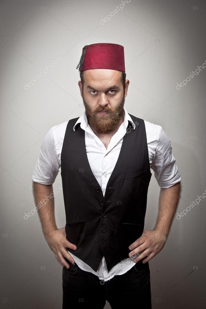Man in traditional turkish hat and dress kabadayi Stock Photo by ...