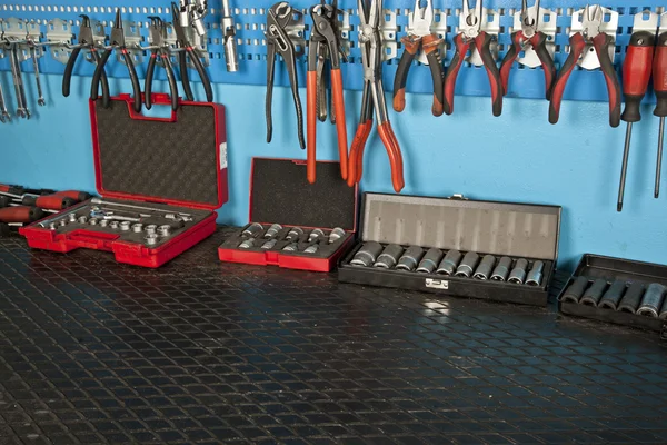 Different Car repair tools set on the wall — Stock Photo © gorkemdemir ...