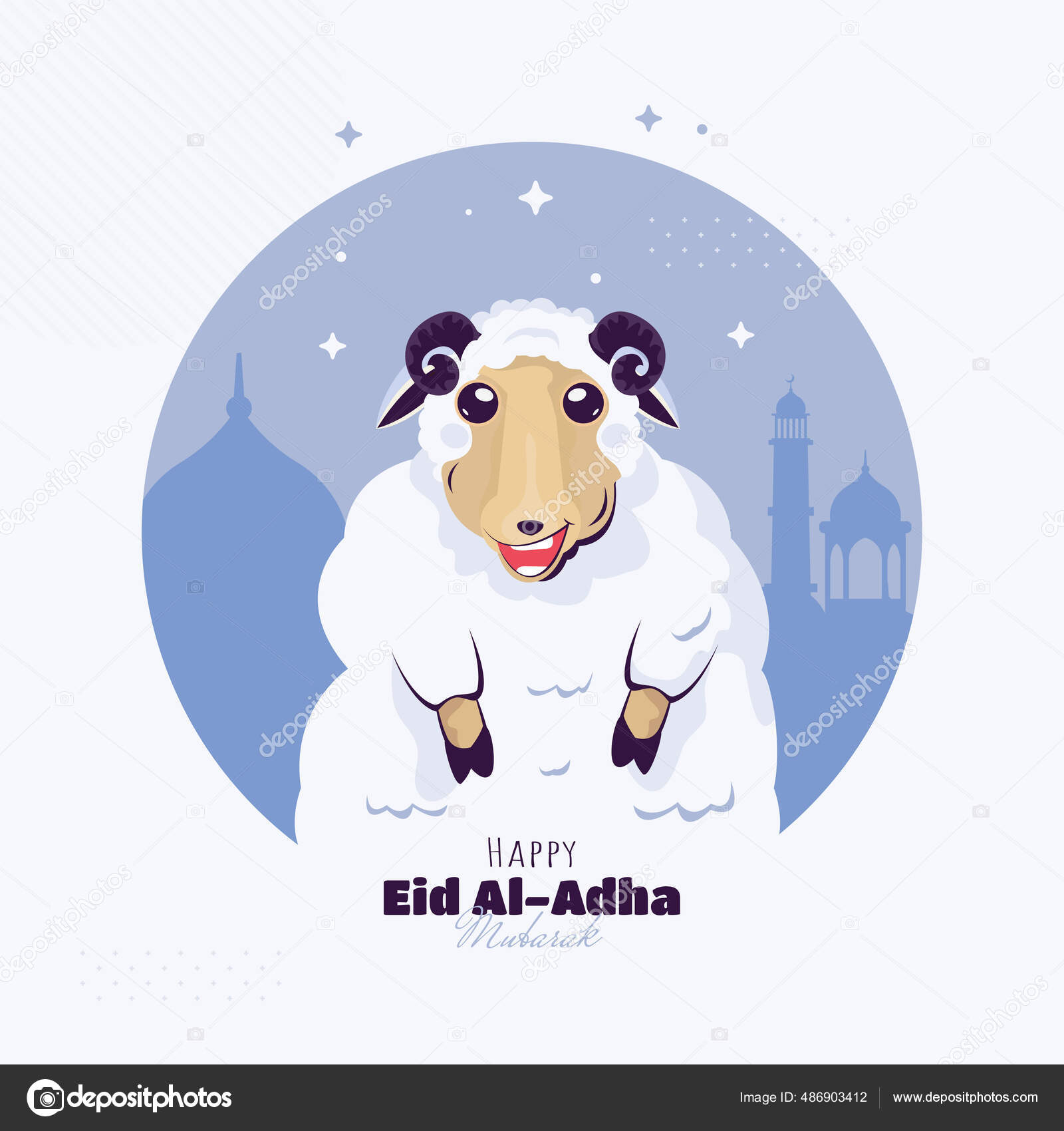 Cartoon Illustration Sheep Eid Adha Mubarak Greeting Stock Vector Image ...