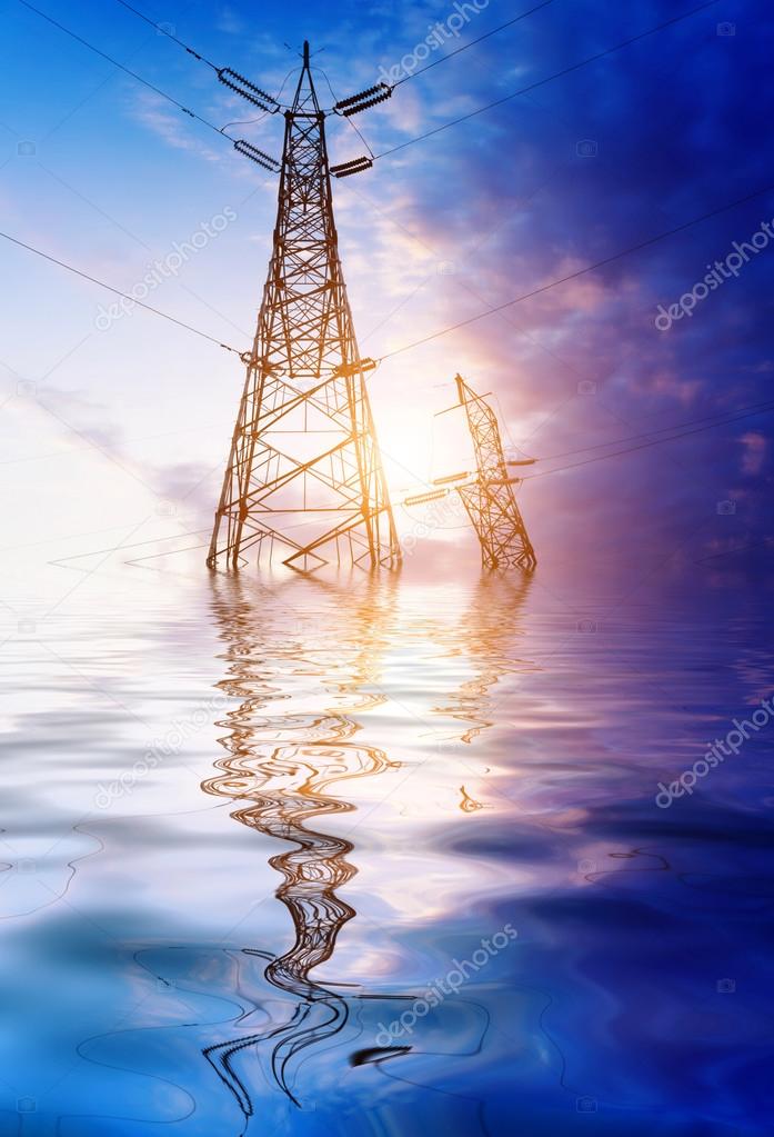 Pylons under the night sky background Stock Photo by ©zorabc 66135719