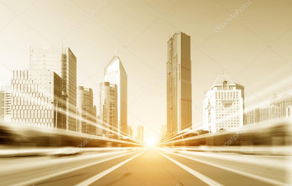Light trails on buildings background — Stock Photo © zorabc #66250465