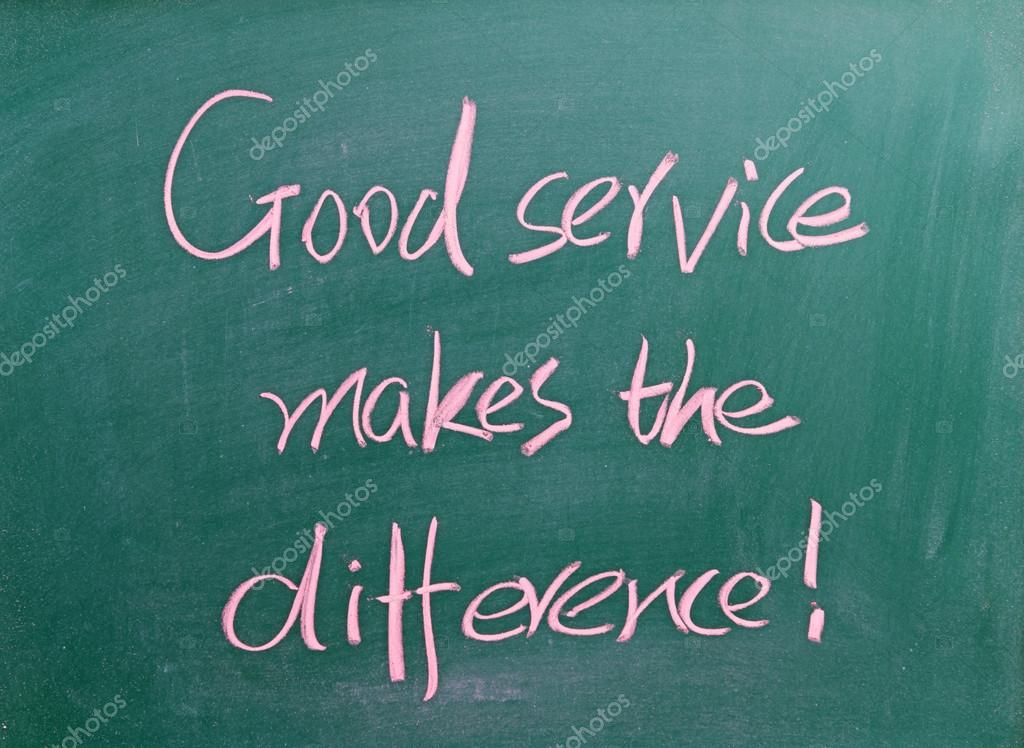 Good service makes the difference written on chalkboard — Stock Photo ...