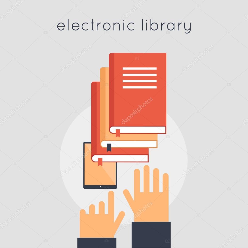 Electronic Library. E-book. Stock Vector by ©odis 71525619