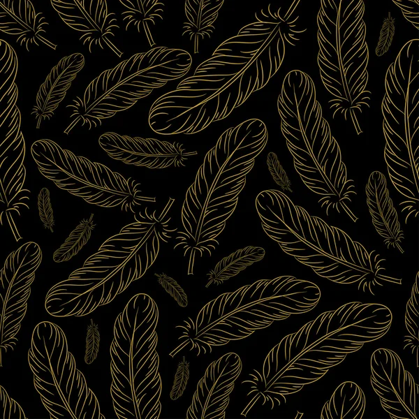 Golden feathers seamless pattern — Stock Vector © josephine_art #115375394