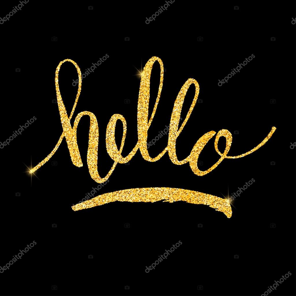 Hello golden hand lettering Stock Vector Image by ©josephine_art #96875560