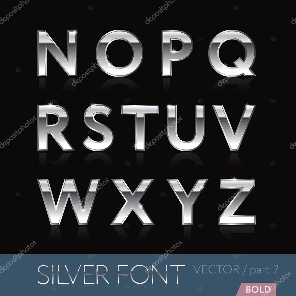 Silver (platinum, stainless, chrome) font - part 2 — Stock Vector ... Silver (platinum, stainless, chrome) font - part 2 — Stock Vector ...