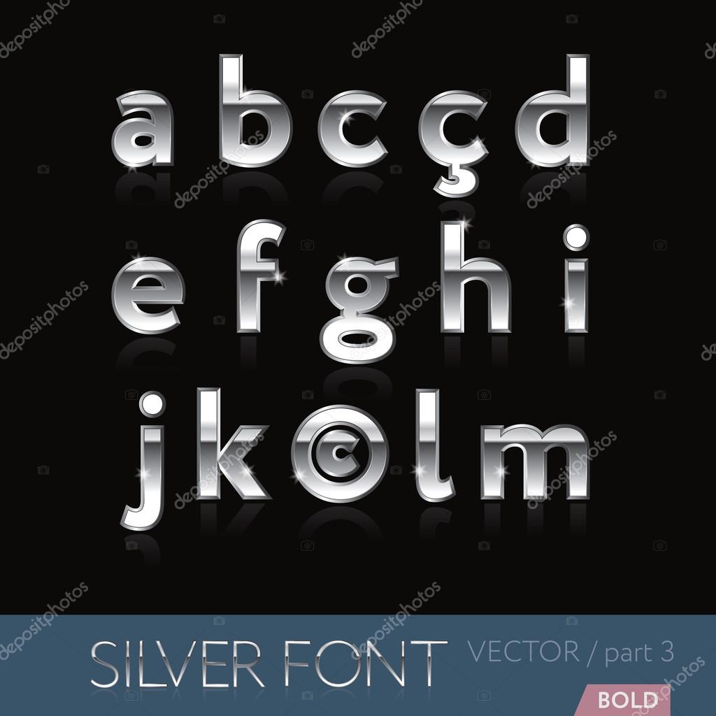 Silver (platinum, stainless, chrome) font - part 3 — Stock Vector ... Silver (platinum, stainless, chrome) font - part 3 — Stock Vector ...
