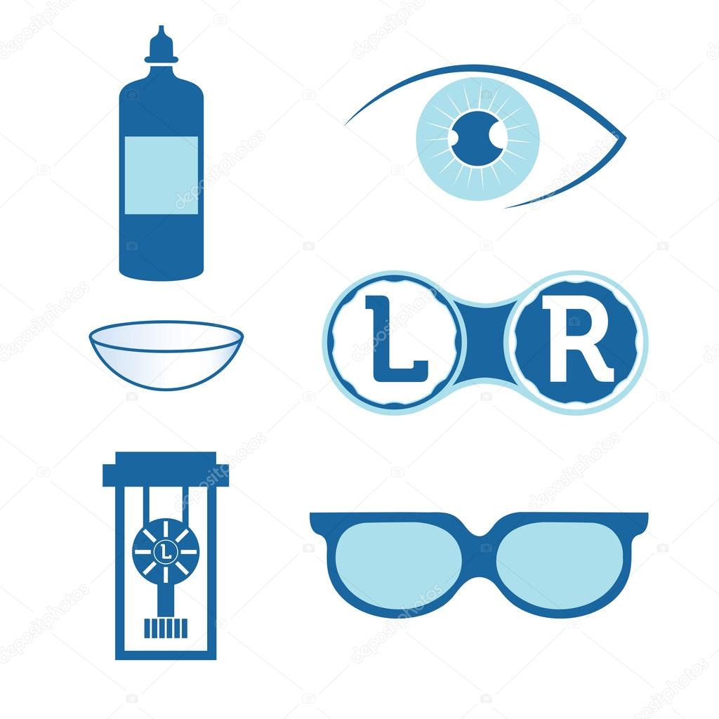 Eye contact lenses elements and glasses Stock Vector Image by ...