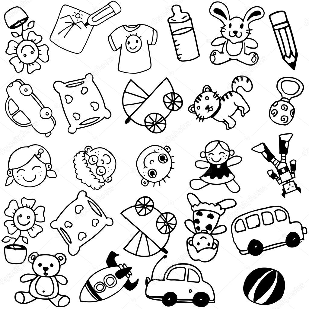 Toy doodle art for kids — Stock Vector © wongsalam77 #108993306