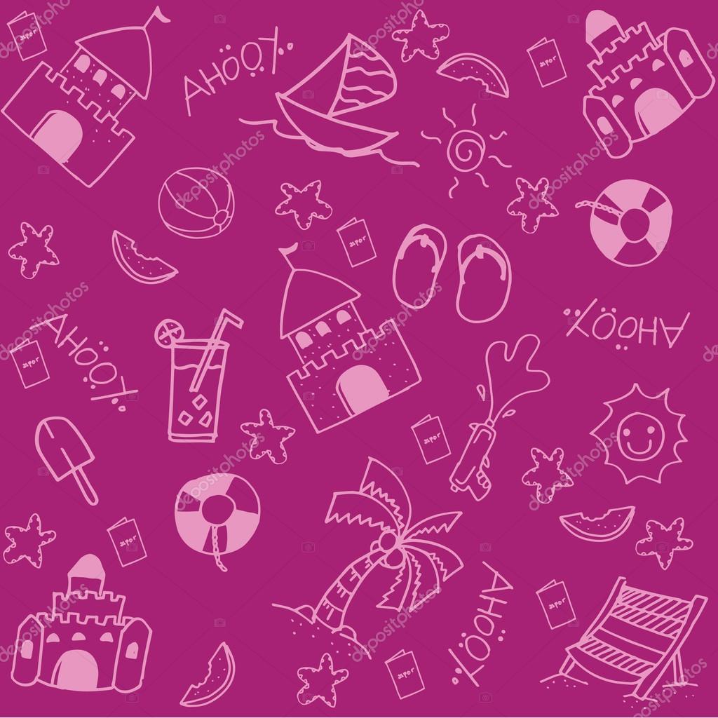 Set doodle arte playa Vector de stock #109230042 de ©wongsalam77