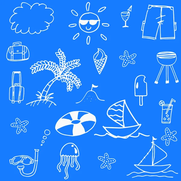 Set beach doodle art Stock Vector by ©wongsalam77 #109229004