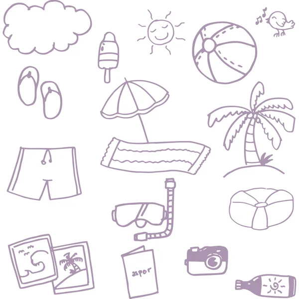 Set beach doodle art Stock Vector by ©wongsalam77 #109229004