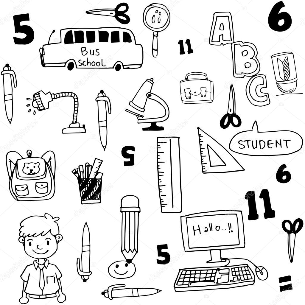 Tools school doodles collection Stock Vector by ©wongsalam77 116666000