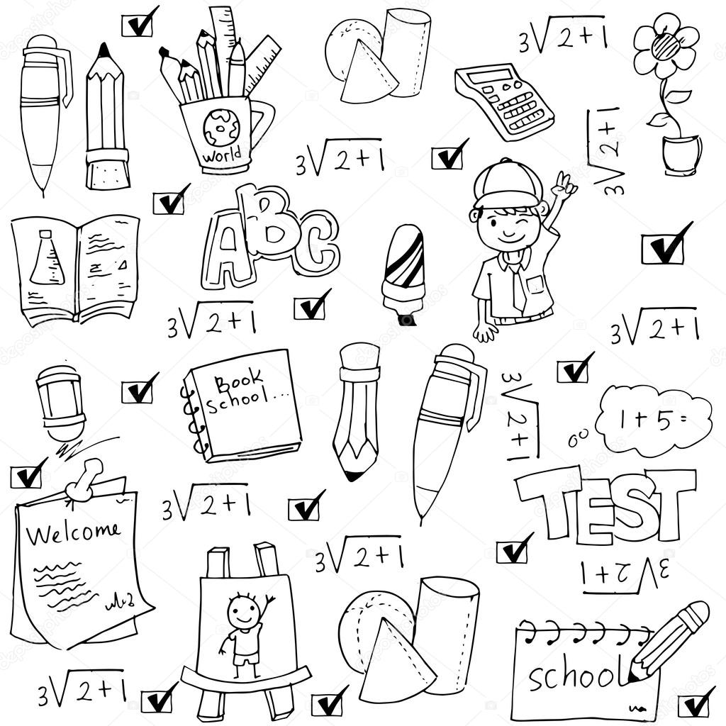 Vector illustration school tools in doodles Stock Vector by ...