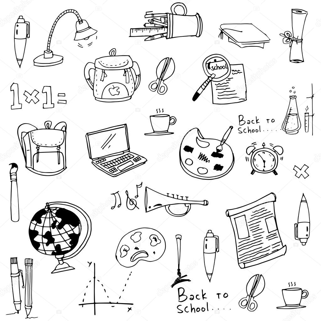 Back to school doodles set ⬇ Vector Image by © wongsalam77 | Vector ...
