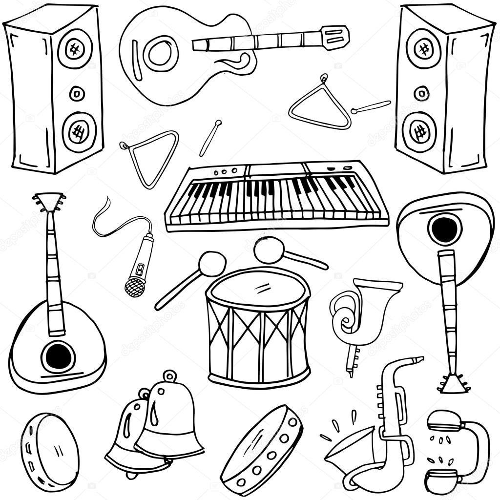 Hand drawn collection with music doodles Stock Vector Image by ...