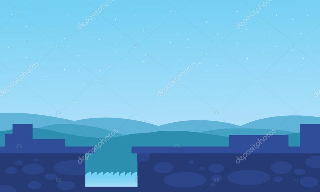 Dam water with hills backgrounds vector Stock Vector Image by ...