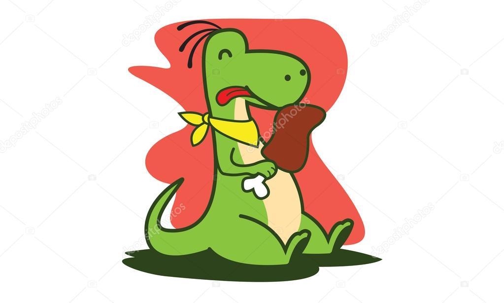 Cartoon Dinosaur Eating